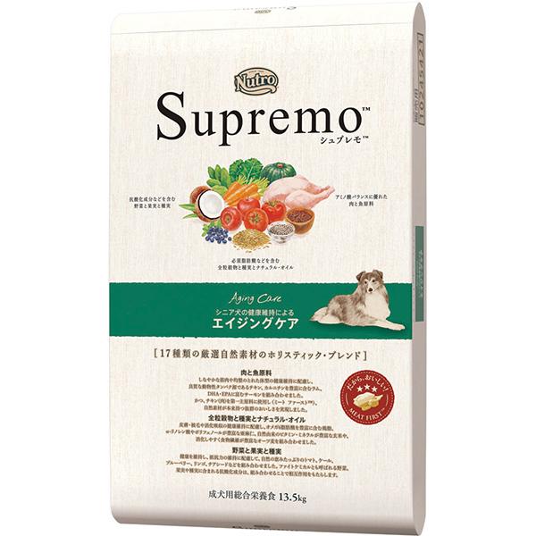 シュプレモ エイジングケアは、シニア犬の若々しい体型の維持、関節や消化吸収、美しい皮膚・被毛の健康維持に配慮し、栄養素を豊富に含む高品質な自然素材を厳選し、最適な栄養バランスでブレンドしています。【噛みくだきやすいドーナッツ粒タイプ】＜総合...