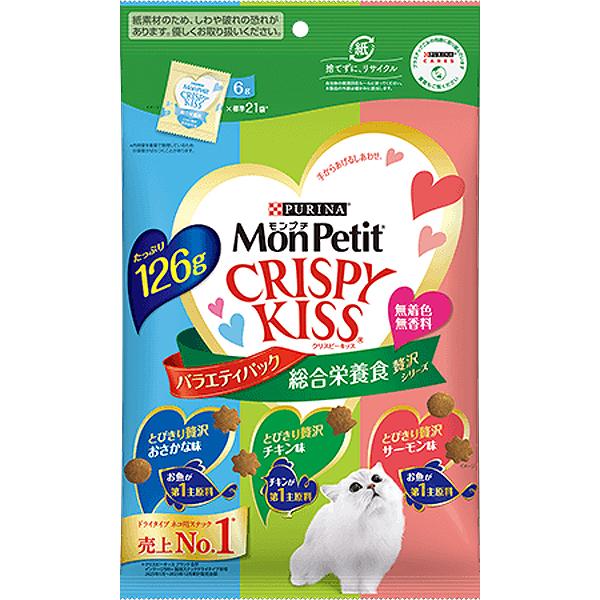 1袋に3つのおいしさ！「クリスピーキッス」総合栄養食贅沢シリーズ3フレーバーを大袋バラエティパックに。ネコちゃんに必要な栄養をバランスよく配合した総合栄養食。＜総合栄養食＞【保証分析値】たんぱく質：29％以上、脂質：15％以上、粗繊維：4％...