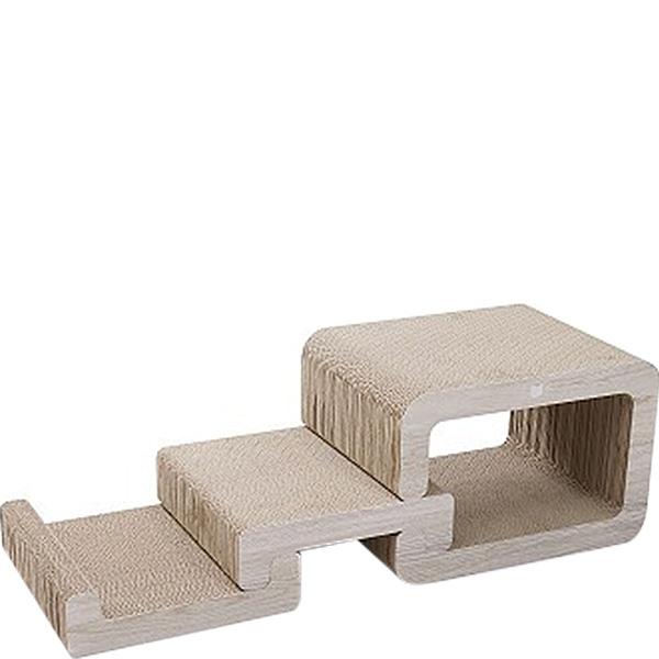 窓辺や棚など、猫が登りたい高い場所への移動を優しくサポート。つめとぎ機能も備えたステップで、猫の本能を満たします。【材質・成分・素材など】ダンボール【製造国】中国【サイズ】収納時：W40×D30×H27cm、ステップ使用時：W30〜84×D...