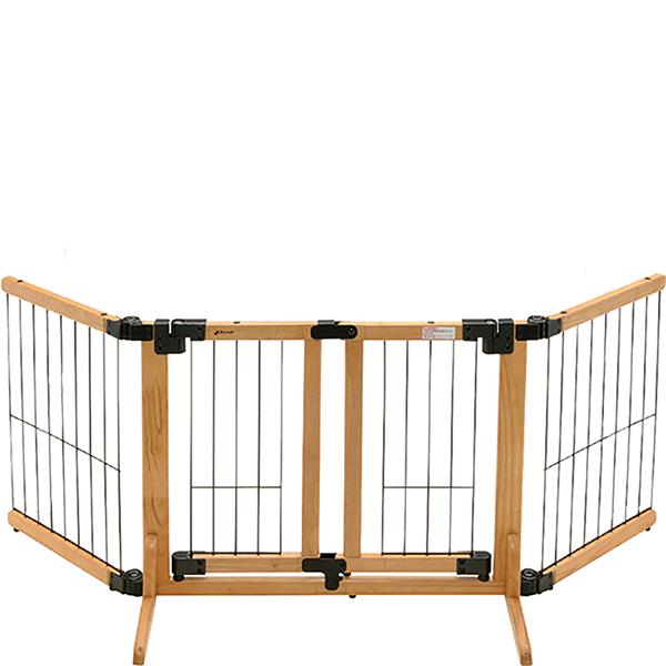 両開きタイプで、通り抜けが簡単です。ドアを上下ロックすると、仕切りとしても使用できます。工具なしで、簡単にパネルの角度を6段階調節できます。側面パネルが、サイドからのペットの通り抜けを防ぎます。【材質・成分・素材など】フレーム部：天然木（ラ...