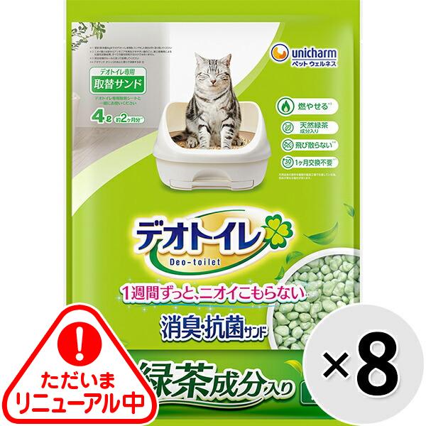 約1ヶ月交換不要※の「消臭サンド」はオシッコをサッと下層に通過させ、オシッコが固まらないので、取り除きがいらずお手入れカンタン。※愛猫1頭（体重8kgまで）の場合緑茶成分配合の紙タイプの取り替えサンドなので、可燃ゴミとして処理できます。飛び...