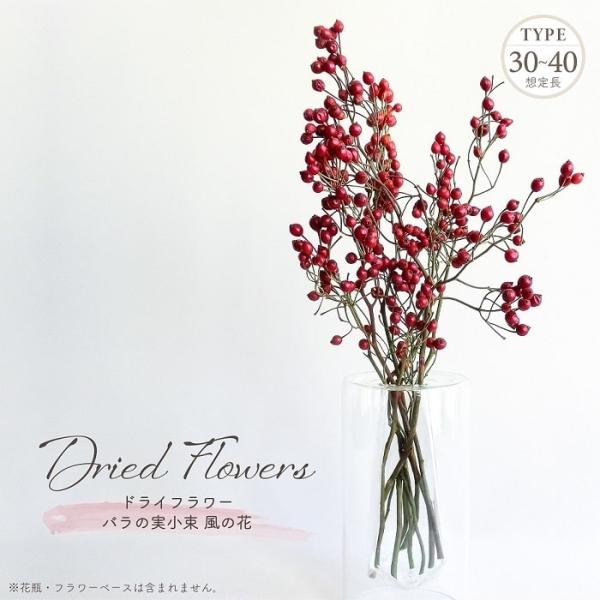 ■ 商品情報 ■グリーンの枝木に鮮やかな赤色で愛らしい小粒「バラの実」が実る、ナチュラルな雰囲気が魅力のドライフラワーです。信州で収穫された高品質なナチュラル素材を生産・加工しています。小粒ながら色映えし、通年使用しやすく、インテリア性も高...