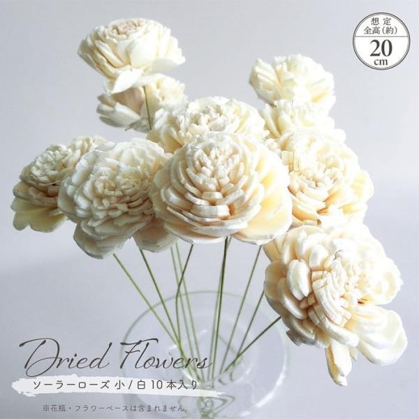 ■ 商品情報 ■ソラの木の皮を薄くむいて乾燥させたものを、手作業で花の形に作られたハンドメイドフラワー「ソーラーローズ 小/白」10本入り。ナチュラルなホワイト、愛らしく小ぶりな花径約4cmの小タイプ。素朴な雰囲気が魅力的。細くストレートな...