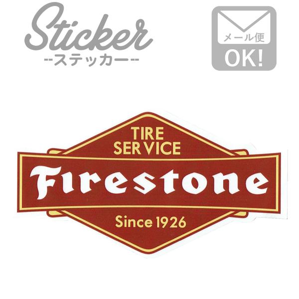 タテ6.1cm×ヨコ11.0cmアメリカ合衆国のタイヤブランド、ファイアストン(Firestone)からロゴステッカーの登場です！赤の渋いデザインアメリカンなモーターレーシング系ロゴ&amp;イラストのステッカー(デカール)。ビニール素材に...