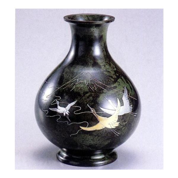 高岡銅器　花器・花瓶素材 青銅（ブロンズ）製 瑞峰作サイズ（センチ）高さ約１８．７×幅：約１４．０×奥行：約１４．０
