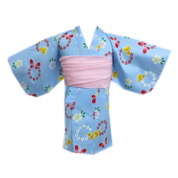 帯に少汚れ＆シワ所有（画像5〜7参照）の為の特価です。難の程度や場所はお選び頂けません。機能的な不足はございません。今年はキュートに可愛く豪華な浴衣で決めよう。人気柄の可愛い浴衣に兵児帯をセット。兵児帯ならリボン（蝶々）結びでＯＫで簡単に結...