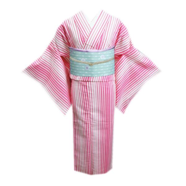 着物 洗える 夏用 小紋 と 絽軽装帯 付け帯 2点セット オフホワイト白色地萩葉 Ｌ 吸水速乾 夏物 きもの 作り帯 女性用 着物 洗える 夏用 小紋 と 絽軽装帯 付け帯 2点セット オフホワイト