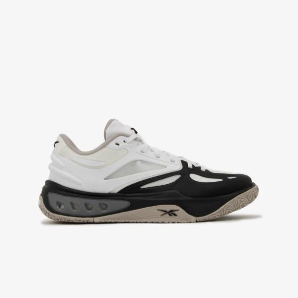 reebok ENGINE A品目：ユニセックスバスケットボールシューズ品番：100230671カラー：ホワイト/ブラック/ストーンアッパー：合成繊維/人工皮革ミッドソール：合成樹脂アウトソール：ゴム底生産国：ベトナムアッパー：”EXOSK...