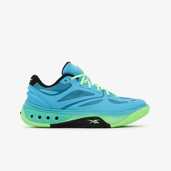 reebok ENGINE A品目：ユニセックスバスケットボールシューズ品番：100230672カラー：シアン/グリーン/ブラックアッパー：合成繊維/人工皮革ミッドソール：合成樹脂アウトソール：ゴム底生産国：ベトナムアッパー：”EXOSKE...