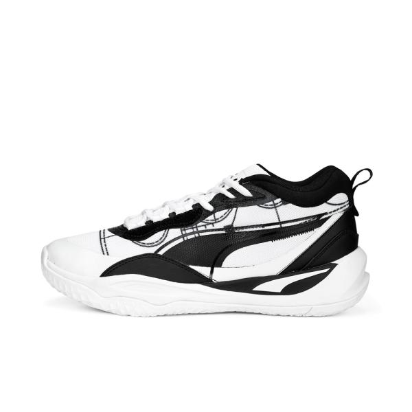 Puma Playmaker Pro Court Side品目：メンズバスケットボールシューズシーズン：2023年春夏モデル品番：378324カラー：01 プーマホワイト/プーマブラックアッパー：合成繊維/人工皮革/合成樹脂（ポリウレタン）...