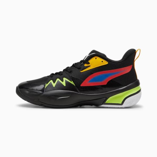 puma GENETICS品目：メンズバスケットボールシューズシーズン：2024年春夏モデル品番：379905カラー：01 プーマブラック/フォーオールタイムレッドアッパー：合成繊維/人工皮革/合成樹脂（ポリウレタン）ミッドソール：合成樹脂...