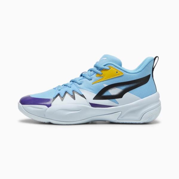 puma GENETICS品目：メンズバスケットボールシューズシーズン：2024年春夏モデル品番：379974カラー：02 ルミナスブルー/アイシーブルーアッパー：合成繊維/人工皮革/合成樹脂（ポリウレタン）ミッドソール：合成樹脂（EVA樹...