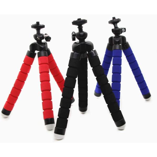 <仕様>　●材質：ABS, アルミニウム, ゴム●カラー：黒色、赤色、青色●サイズ(約):長さ18cm●重さ：55g●対応機種：ビデオカメラ, スマートフォン, カメラ●三脚ヘッドタイプ:ボール雲台●耐荷重：500g