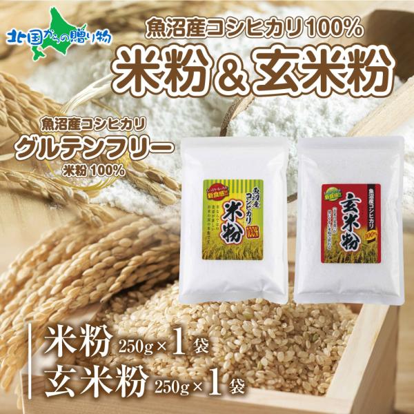 ■商品内容：米粉2種（米粉 250g、玄米粉 250g）■お届け日：4-5日以内に発送予定（土日祝日・年末年始を除く）■送料：送料無料（沖縄・離島、一部地域は配送不可）■配送方法：常温便■保存方法：常温保存。直射日光、高温多湿をお避け、開封...
