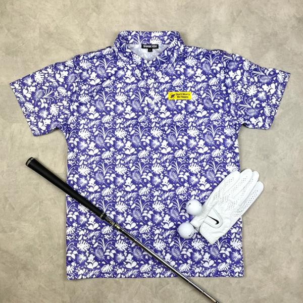 SHANK YOU! ゴルフ ポロシャツ”Don't Worry Be Happy” パープルSHANK YOU!オリジナルポロシャツです！数量限定ですのでお見逃しなく！0300043※素材／ポリエステル100%※モニターや閲覧環境によって...
