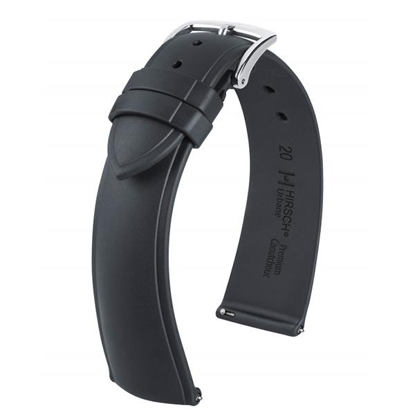 メーカー：HIRSCH ヒルシュ　製品名（メーカー型番）：40448850-2-20　JANコード：050513163914　バンド素材：カウチューク（天然ゴム）　バンドカラー：ブラック　長さ：Lサイズ 尾錠側：80mm（尾錠含まず） 剣先...