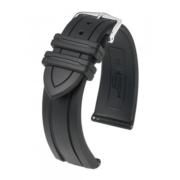 メーカー：HIRSCH ヒルシュ　製品名（メーカー型番）：40458850-2-20　JANコード：050513026769　バンド素材：カウチューク（天然ゴム）　バンドカラー：ブラック　長さ：Lサイズ 尾錠側：80mm（尾錠含まず） 剣先...