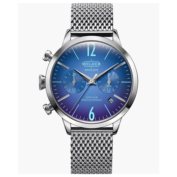 メーカー：WELDER ウェルダー　製品名：WWRC615　防水：5気圧防水　ケースサイズ： 横（リューズ含めず）×縦×厚み：約φ38mm（リューズ除く）　バンド素材：ステンレススティール　ガラス素材：フォトクロミック加工ミネラルガラス　ケ...