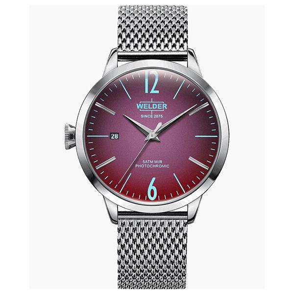 メーカー：WELDER ウェルダー　製品名：WRC618　防水：5気圧防水　ケースサイズ： 横（リューズ含めず）×縦×厚み：約φ38mm（リューズ除く）　バンド素材：ステンレススティール　ガラス素材：フォトクロミック加工ミネラルガラス　ケー...