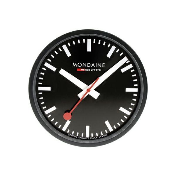 メーカー：MONDAINE モンディーン　製品名：A990.CLOCK.64SBB　ケース径：250ｍｍ　ケース素材：アルミ　820ｇ　クオーツ　非防水　風防：強化ミネラルガラス　メーカー保証1年間　