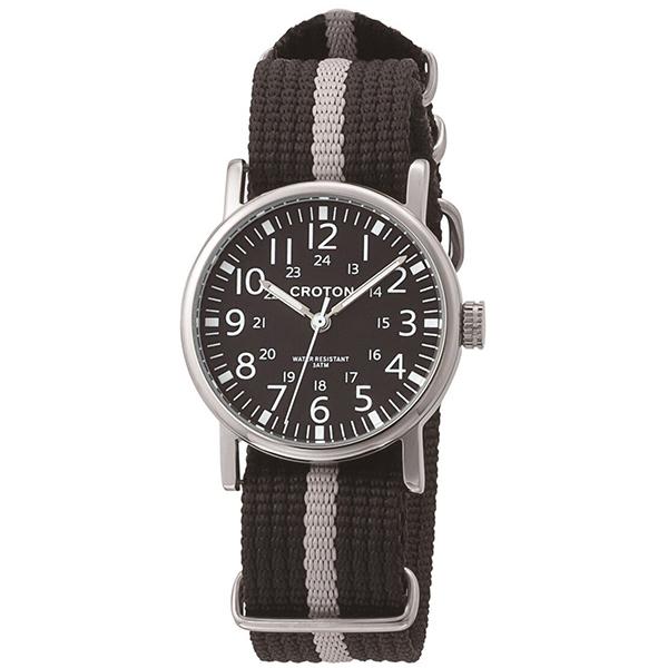 メーカー： CROTON クロトン　製品名：RT-173M-02　JANコード：4961136064563　ムーブメント：クォーツ　バンド素材：ナイロン　防水：日常生活用防水　ガラス素材：クリスタル　ケース素材：ステンレス　機能 付加仕様：...