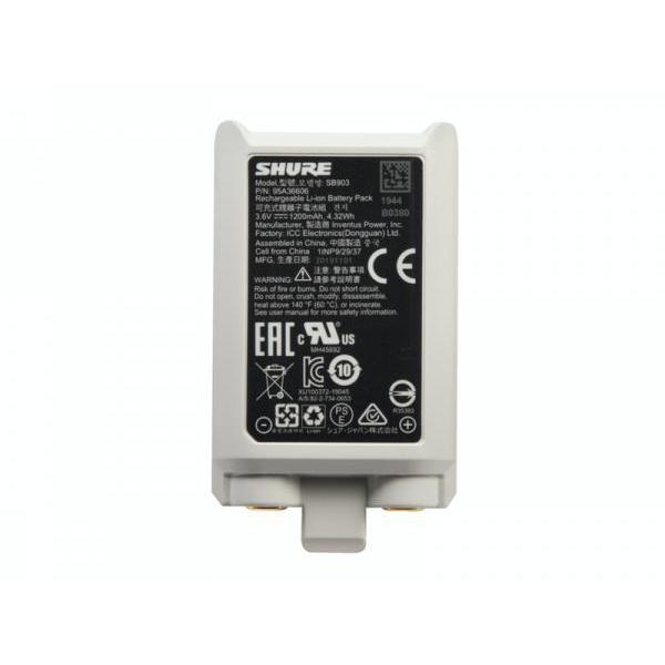 SHURE ( シュア )  SB903  ◆ SLX-D用リチウチイオン・バッテリー［ 商品説明 ］SLX-D用リチウチイオン・バッテリーSB903 SLX-D専用リチウムイオン充電は、SLX-Dデジタルワイヤレス送信機のリアルタイムな充...