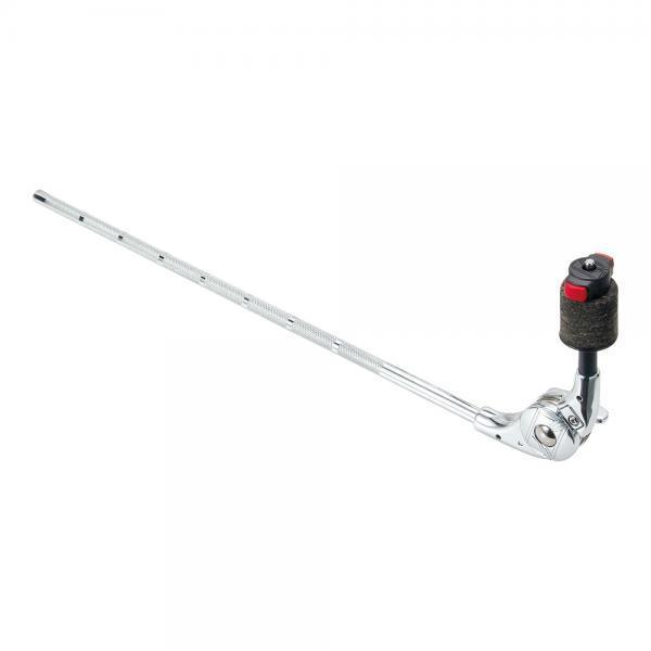 MC66、MC7 などのクランプやラチェットアームにアタッチして使用する、12mm 径のブームアーム。先端部は 8mm ネジで、Quick-set Cymbal Mate (QC8) が取り付けてあります。ブームアーム長さ :450mm