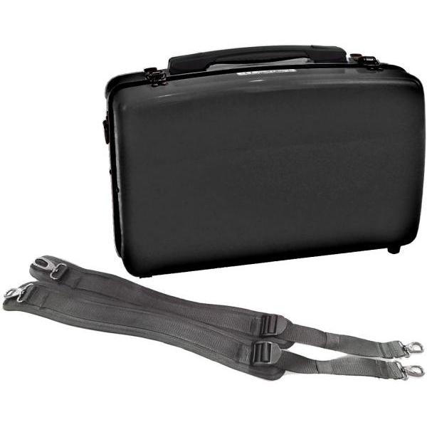 楽器の形に型抜きされたハードケース。最新モデルクロームパーツモデル。取手も以前のモデルよりもスタイリッシュになりました。雨などが進入しないように接合部にはとても丈夫なパッキン(?)のようなものが施されています。ホールド性の高い落とし込み式内...