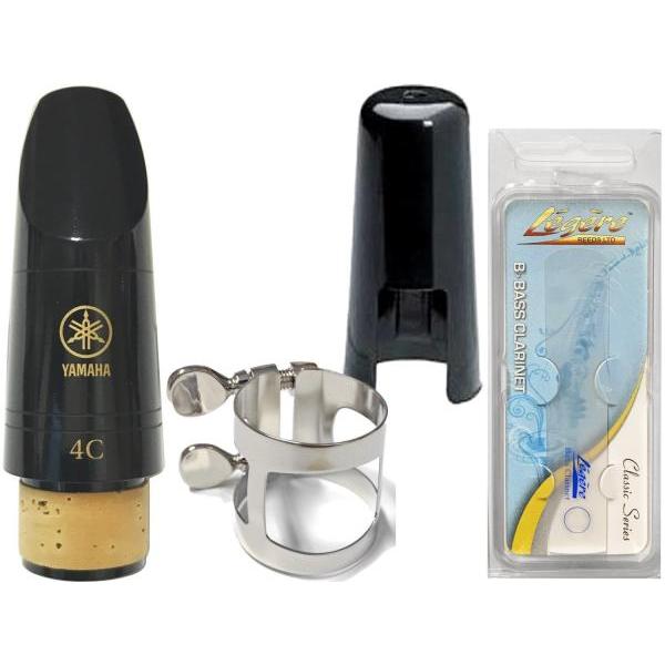 バスクラリネット用のヤマハマウスピース+リガチャー+キャップとレジェールスタンダードリード(4-1/4番)のセット。レジェールリードの厚み交換はできません。マウスピースのロゴ、リガチャーの仕様、キャップの仕様など細かい部分が画像と違う場合あ...