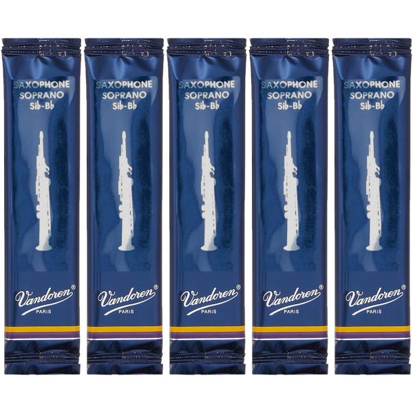 箱品番 SR2025 10枚入りをバラして5枚にしたものです。ソプラノサックスの青箱2.5番  トラディショナルの特徴は先端部が薄くハートが一番厚いため 発音が歯切れ良く リッチでダークな音。長年にわたって高い評価を得ている一番幅広く使われ...