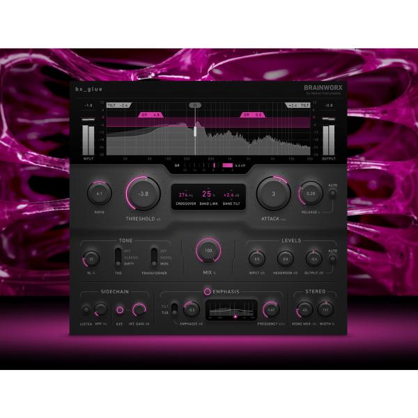 Brainworx bx_glueは、1980年代の英国製VCAコンプレッサーのサウンドとアナログ・グルー・コンプレッサー（温かみ、パンチ、まとまり）を、マルチバンド機能を備えたBrainworxの技術で忠実に再現。ミックスを完璧にまとめる...