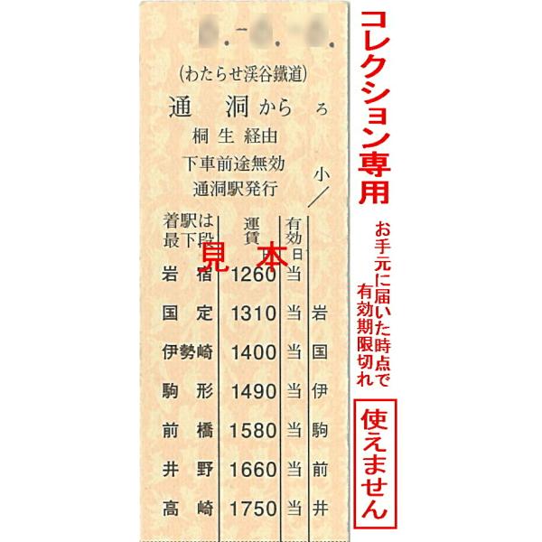 【発売日：2026年02月12日】通洞駅発行のJR両毛線高崎駅までの硬券連絡乗車券です。今では非常に珍しい準常備片道乗車券（D型）です。券面に駅名がズラッと印刷してあり、着駅のところで切断して発売するものです。この商品では最遠着駅の高崎まで...