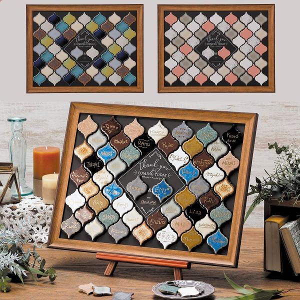 メーカー直送商品ですひとつひとつの想い（タイル）を集めて完成させるオンリーワンアート！ゲストがおふたりの幸せを想いながらタイルに名前を書き、ひとつのウェルカムボードにそれぞれお好きな場所に貼って作るオリジナルボード。皆で作るタイルの模様がア...