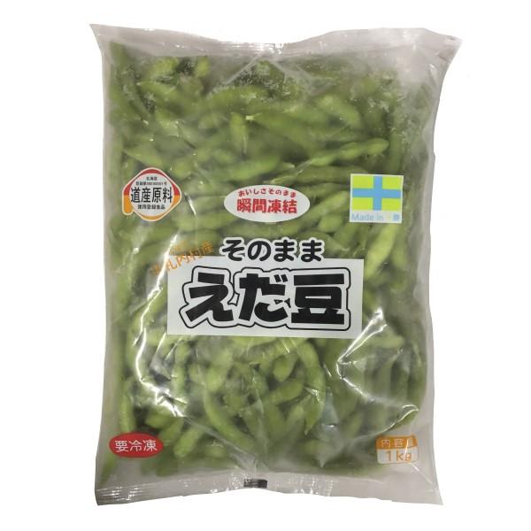 商品説明北海道の大地で育った枝豆です。そのままお召し上がりいただけます。●名称：えだまめ●内容量：1ｋｇ●保存方法：冷凍品 ●原材料名：枝豆（大豆遺伝子組み換えでない）、食塩●原料原産地名：北海道中札内村産（えだまめ） ●使用方法：解凍して...