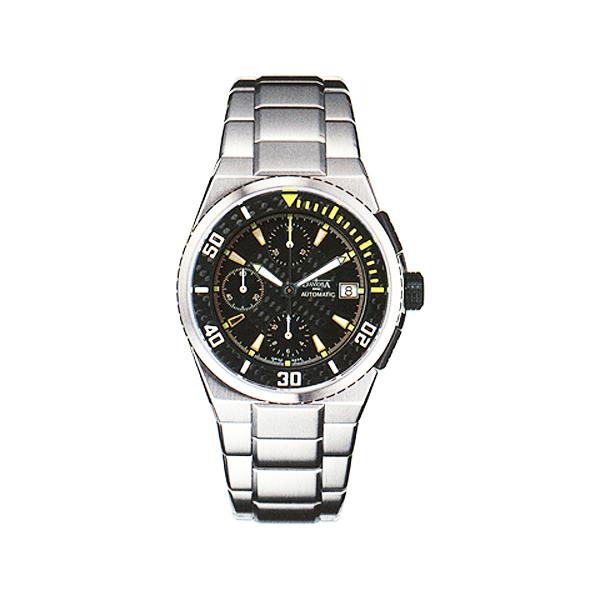 ・ステンレススチール・自動巻クロノグラフ(ETA7750)・カーボンダイヤル採用・デイト表示・10気圧防水・無反射コーティングサファイアクリスタルガラス・φ41.5mm厚さ15mm・日本正規品、正規化粧箱、正規保証書、正規説明書全て完備・1...