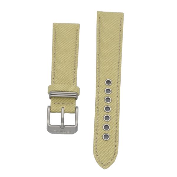 　・新品　未使用品 正規品　・ベルト品番　H694.723.101　・カン幅（時計に取り付ける部分）　18mm　・尾錠幅　16mm　・12時側（尾錠側）：66mm バックルは含まず　・6時側（剣先側）：108mm　・色　ベージュ　・バネ棒付...