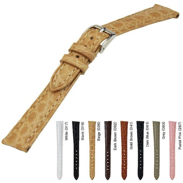 本物ならではの質感が漂う、アリゲーターのレディースサイズ時計ベルトです。細身のシルエットに独特な丸符模様がマッチング。裏材やステッチも丁寧に作り込まれています。素　材：アリゲーター（ワニ）こちらの商品は天然皮革（ワニ、トカゲ、ヘビ、ダチョウ...