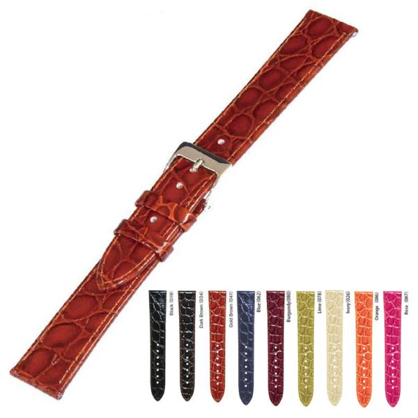 きらびやかな光沢が美しい、カーフ素材のクロコ型押し腕時計ベルトです。メンズサイズ（16〜20mm）とレディースサイズ（10〜14mm）との2種類をご用意しました。カラーバリエーションも、使いやすいベーシックな3色展開となっております。素　材...
