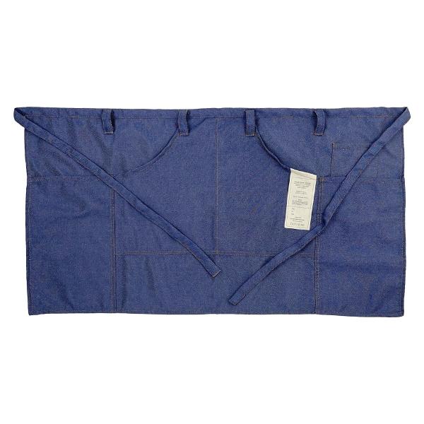 デニム調の落ち着いた風合いで、5つの豊富なポケット。おしゃれと機能性を兼ね備えたウェストエプロンです。【サイズ】約480x880mm。【材質】ポリエステル100%(撥水加工生地）【JAN】4526112211777【パッケージサイズ】295...