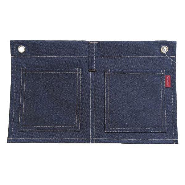 デニムをイメージしたウォールポケットです。ポケット2つ。【サイズ】約34.5×21cm【材質】ポリエステル、綿、PE+PPコーティング、銅【JAN】4526112323036【パッケージサイズ】210×345×3mm【関連キーワード】