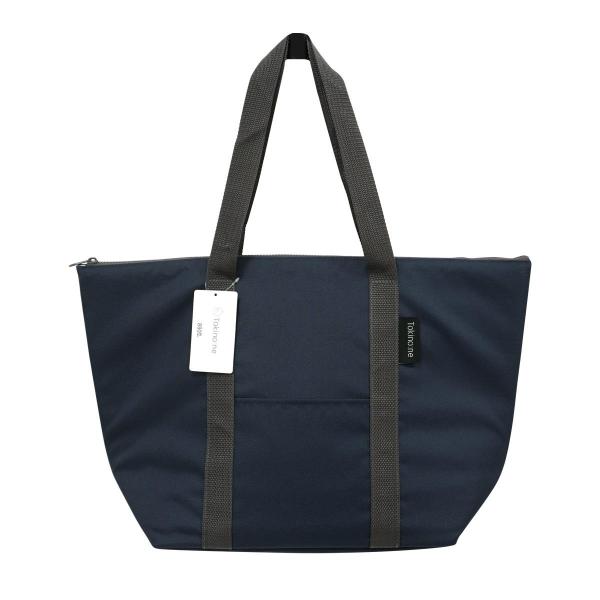 買い物やレジャーなどに使え、自転車カゴに入れやすいサイズのネイビーカラーの保冷トートバッグです。外側にオープンポケットが1つ付いています。全体には程よいクッションが入っていて、中身を優しく守ります。【サイズ】約H330×D530×D200m...