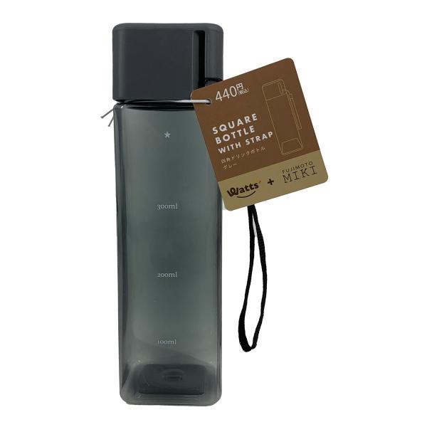 ミキティこと藤本美貴さんとWattsのコラボ企画でできたアイテムの第5弾！おしゃれな四角ドリンクボトル、ストラップ付容量：約400ml耐熱：約80℃、耐冷：約0℃【サイズ】高さ192×幅55×奥行き55mm【材質】AS樹脂、ポリプロピレン、...
