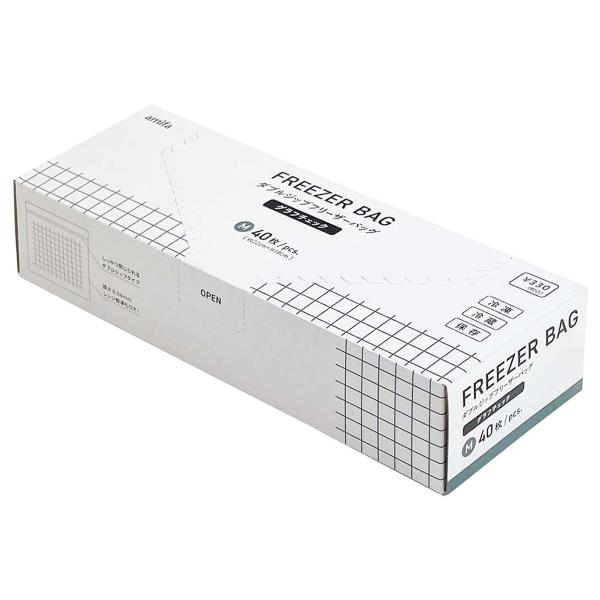 【アイテム説明】こちらのアイテムは、食品を入れて冷凍・冷蔵ができるジップバッグです。しっかり締まるダブルジップバッグ。グラフチェック柄がおしゃれ！Mサイズ40枚のセットです。【耐冷温度】−20℃【サイズ】220mm×210mm ジッパー下：...