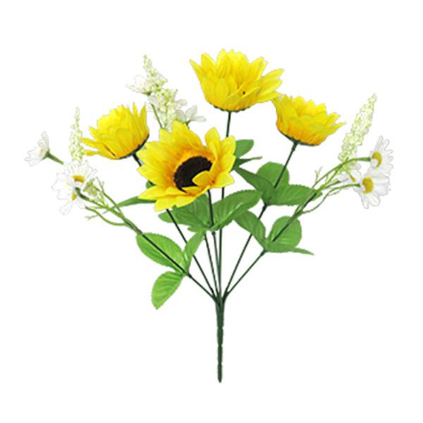 【アイテム説明】こちらの商品は、ヒマワリの造花です。ブッシュタイプのひまわりで、ディスプレイや装飾におすすめです。【サイズ】全長約36cm【材質】ポリエステル・ポリエチレン・ポリアミド・鉄・ポリスチレン【JAN】4944371427744【...