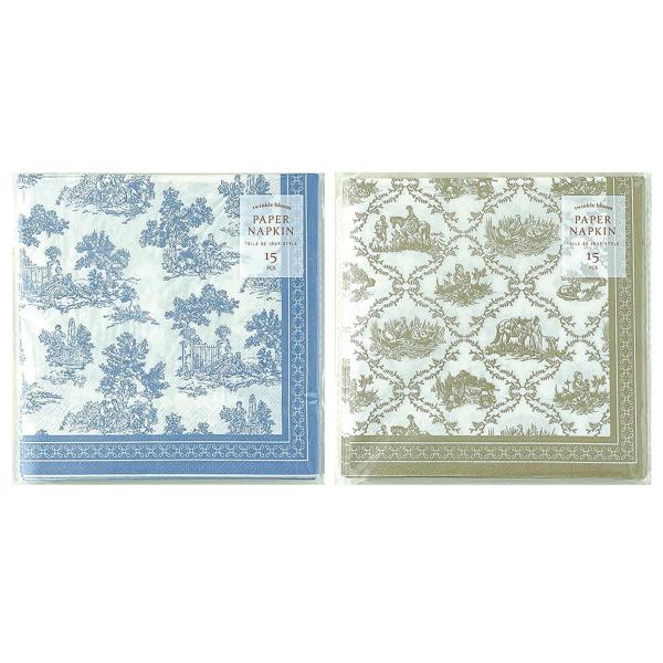 こちらの商品ページは大量購入・まとめ買い専用ページです。ラッピングペーパーやテーブルペーパーとして使えるペーパーナプキンです。  トワルドジュイ柄をモチーフにしたクラシカルで上品なデザインです。【サイズ】約330×330mm【色柄】ブルー5...