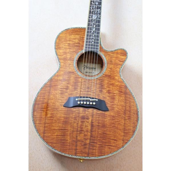 オールコアの美しい杢目に、グラス・フラワーの美麗なポジションマークが魅力のギター！