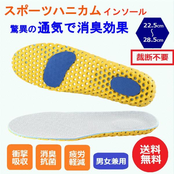 スポーツ ハニカム インソール 衝撃吸収 消臭 薄型 軽量■衝撃吸収ソフトパッド、ショックアブソーバを追加した機能改善バージョン３■多格子状構造で通気性抜群、抗菌・防臭効果有り！■ハニカム構造の衝撃吸収素材EVA、足腰への負担を軽減　EVA...