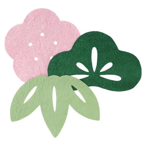 色和紙を切り抜いて作られた、おめでたい松竹梅のマットです。敷物として、お正月の食卓を彩ります。テーブルウェアだけでなく、ディスプレイのマットとしても活躍できます。内容：3種×各2枚入松：約27×18(cm)竹：約26×18.5(cm)梅：約...