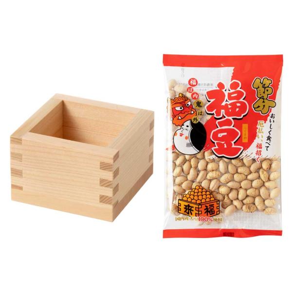 岐阜県で製造された木曽桧の枡と、節分の福豆をセットにしました。枡に豆を入れて、すぐに節分の豆まきができますよ。豆は国産大豆を香ばしく仕上げた福豆。おやつやおつまみとしても、美味しく食べられます。セット内容：一合枡×1個・福豆×1袋ひのき枡：...