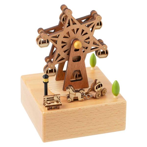 オルゴール以外はすべて木製で作られた回転オルゴール。手触りがよく温もり感じる木の装飾はただ飾られてるだけでなく、オルゴールを鳴らす事で一緒に回転する仕様。動き方はそれぞれ異なるので動画にてご確認ください。動きのあるアイテムは子どもたちも楽し...